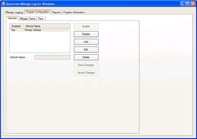 Spectrum Mileage Log Software - User Manual